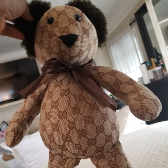 Gucci | Accessories | Custom Made Gucci Teddy Bear In Brown Monogram Gg ...
